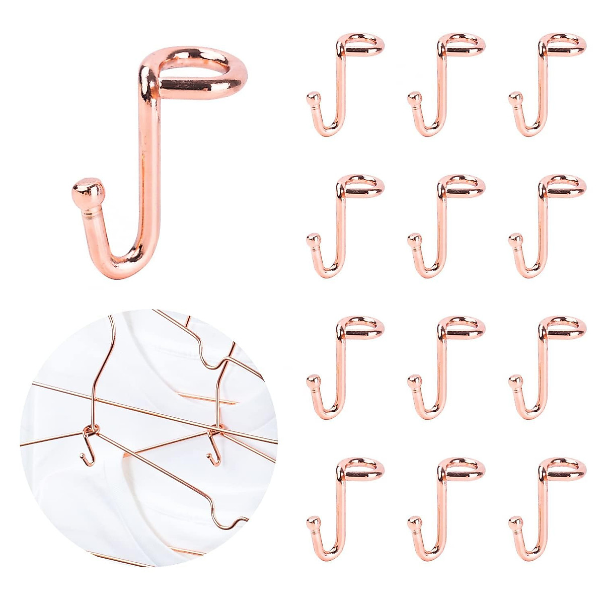 Koobay Clothes Hanger 36Pcs Connector Hooks Stable Hanger Rose Gold Metal Outfit Hangers Extender Clips Mini Cascading Hanger Hooks