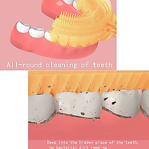 JYZPJ 2 Pack Kids U Shaped Toothbrush Toddler Toothbrush with Soft Silicone Bristles with Suction Cup Base 360 U Type Toothbrush for Children Ages 2-12 (6-12 Years Old)