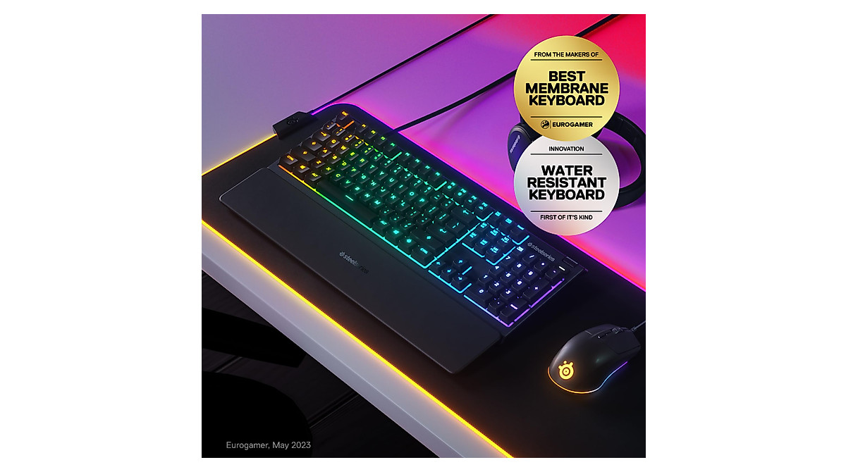 SteelSeries Apex 3 RGB Gaming Keyboard – Quiet & Durable