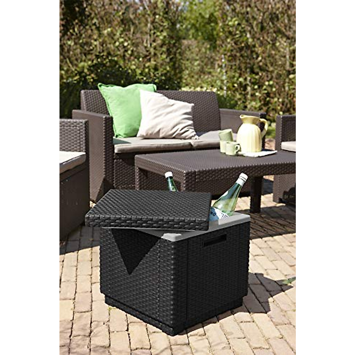 Keter Ice Cube Beer and Wine Cooler Table Perfect for Your Patio, Picnic, and Beach Accessories, Graphite