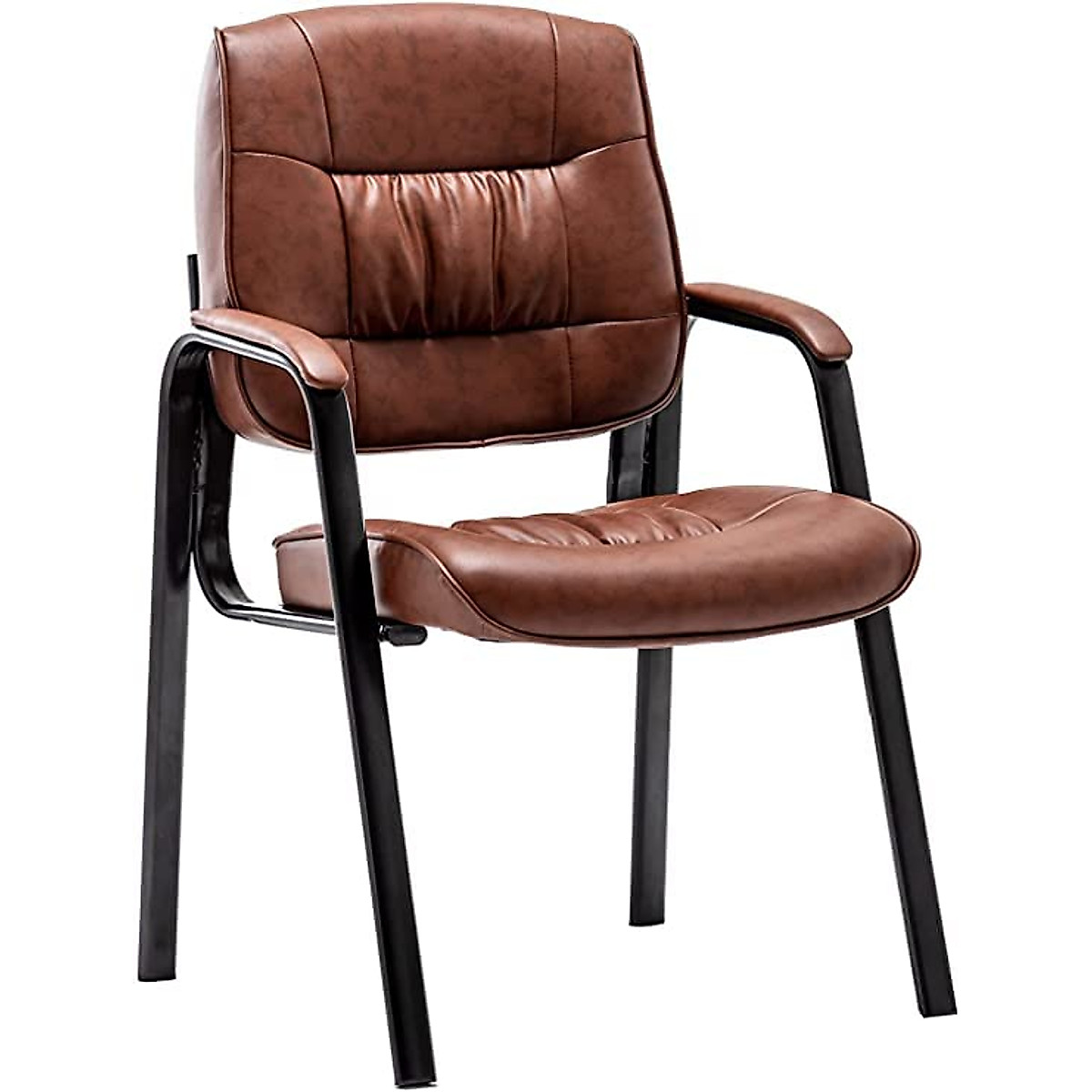 BTEXPERT Brown Premium Leather Office Executive Waiting Room Guest/Reception Side Conference Chair Set of 2