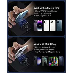 UBeesize Magnetic Car Mount Holder | 360° Rotation for iPhone 12/13/14 and More | for Air Vent & Desk & Dashboard Mount | 18 N52 Magnets for Magsafe | Safe and Easy One-Handed Operation