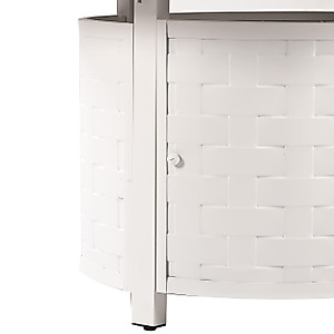 Round 44 in. x 44 in. Aluminum Propane Fire Pit Table with Glass Beads, Two Covers, Lid, 57,000 BTUs in White Finish