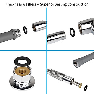 Replacement B-0044-H Commercial Sink Sprayer Hose for T&S Brass, 44 inch Stainless Steel Flexible Pre-Rinse Hose with Heat Resistant Gray Handle Commercial Kitchen Sink Faucet Dish Spray Part