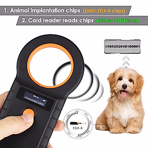 Pet Microchip Scanner FDX-B/EMID Micro Chip Reader Rechargeable 128 Records Storage Scanner Reader for Animal/Pets/Dogs/Cats