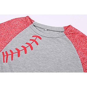 Womens Long Sleeve Shirts Baseball Clothing Creative Long-Sleeved Tops Aesthetic Tshirts Baseball Mom Shirts Red