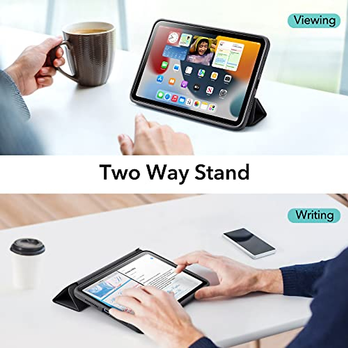 ESR for iPad Mini 7 Case (A17 Pro), iPad Mini 7th/6th Generation Case (2024/2021), Detachable Magnetic Cover, Hard Back, Auto Sleep/Wake, Vertical Stand, Supports Pencil Pro, Clear Black