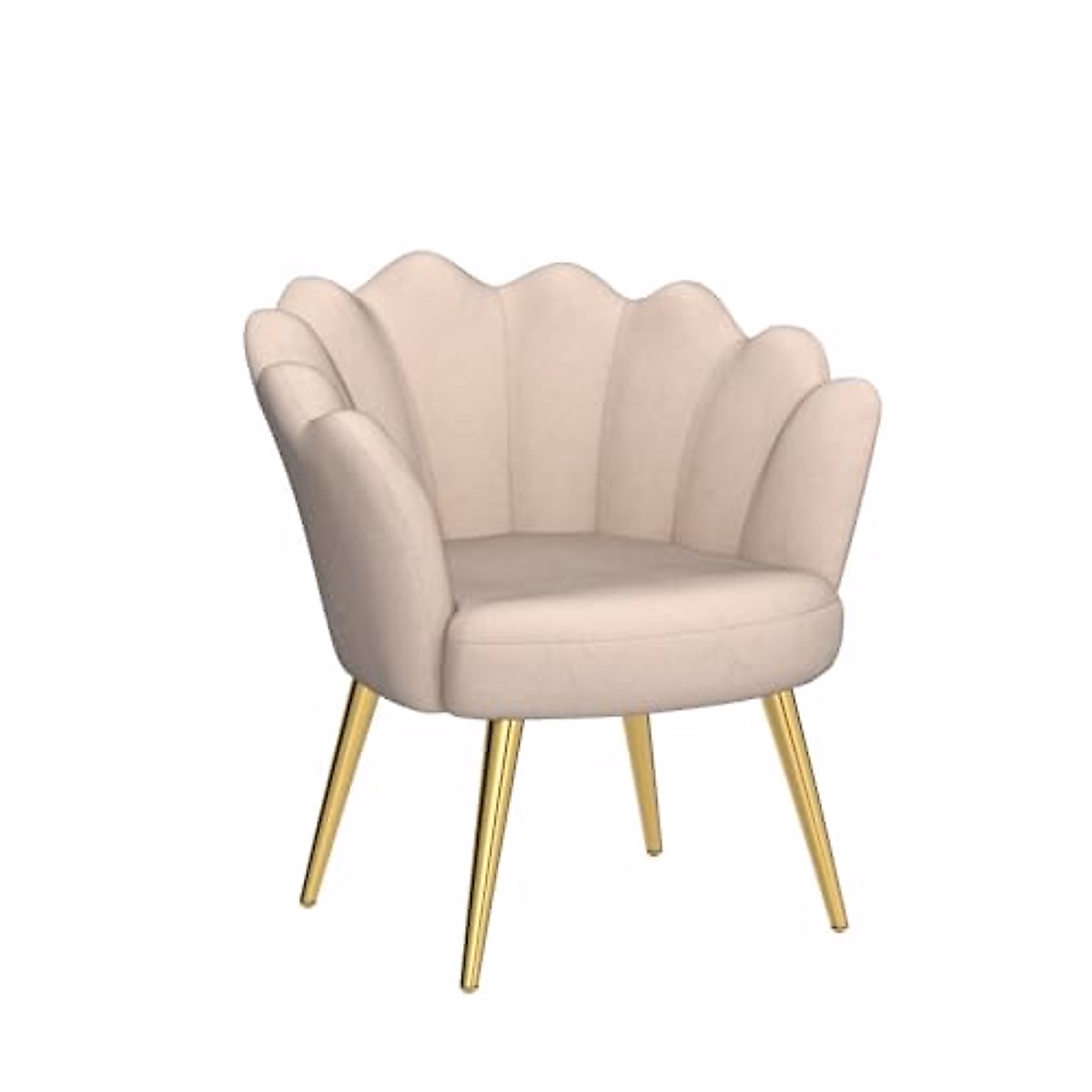 Alunaune Mid Century Velvet Living Room Chair Accent Chairs, Upholstered Vanity Chair for Makeup Room, Modern Barrel Arm Chair Guest Leisure Chair Comfy for Bedroom-Ivory