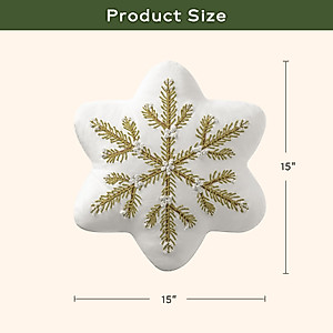 Ashler Snowflake Pillows, Snowflake Throw Pillow, Off White Pillows, 15x15 in Velvet Cushion for Sofa, Bedroom, Living Room Decor