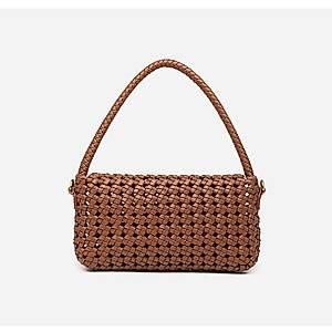 Angryapple Women Vegan Leather Hand-woven Handbag,Fashion Candy Color Shoulder Underarm Crossbody with Purse Casual Tote Bag (brown)