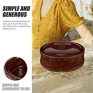 DOITOOL Wood Serving Bowls with Lid, Tableware Wooden Serving Bowls for Salad, Candys, Snack, Nuts Serving Container Condiment Container (8.25x8.25x2.85 Inch)