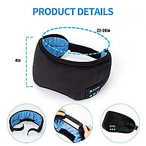Sleep Headphones Music Sleep Eye Mask,Upgraded Travel Sleeping Headset,Sleep Eye Shades Built-in Speakers Microphone Washable (Black)