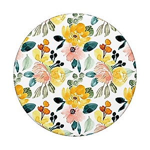 Yellow rose pink floral orange flower design for women girls PopSockets Swappable PopGrip
