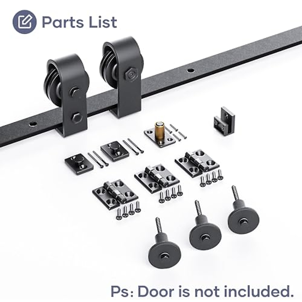 FINOSEN 46 inch Bifold Barn Door Hardware Track Kit for Two 21 inch Closet Doors,Top Mount Sliding System,Heavy Duty Roller,Smoothly and Quietly,Black(Bifold Door Not Included)