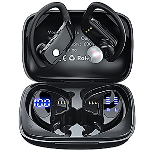 Caymuller Wireless Earbuds Bluetooth Headphones 48Hrs Play Back Sports Earphones with LED Display Built in Mic Deep Bass Stereo in Ear Waterproof Headset for Workout Gaming Running