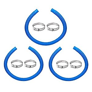 Pool Pump Replacement Hose, 1.25 x 41 Inch for compatible with Filter Pump 607, 637 and 32mm Above Ground Pools include 6 Hose Clamps, Replace for compatible with Hose(3 set)