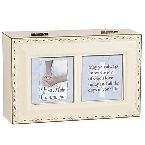 Cottage Garden First Communion Know The Joy Ivory Rope Trim Petite Jewelry Music Box Plays Jesus Loves Me