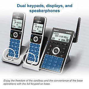 VTech VS306-3 DECT 6.0 3 Handsets Cordless Home Phone with Bluetooth, Answering System, Smart Call Blocker, Caller ID Announce, Backlit Display, Duplex Speakerphone (Silver & Black)