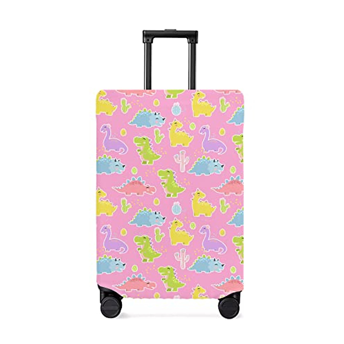 Travel Luggage Cover Cute Dinosaur Children Cartoon Cactus Pink Girl Anti-Scratch Luggage Protector Personalized Suitcase Cover Washable Suitcase Protector with Concealed Zipper Fits 29-32in Luggage