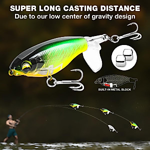 GOANDO Top Water Fishing Lures 5PCS Bass Lures with Propeller Tail Fishing Gear and Equipment for Bass Trout Catfish Pike Perch Bass Fishing Lure Kit for Freshwater or Saltwater