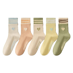 muyiJIA 5 / 10 / 20 / 40 / 60 Pairs Women Cute Heart Combed Cotton Socks Knit Soft Ankle Socks Stylish Crew Socks Girls (5 Pairs Combo)