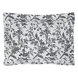 Laura Ashley Quilts Cotton Reversible Bedding with Matching Shams, Floral Home Decor for All Seasons, King, Amberley Black/White