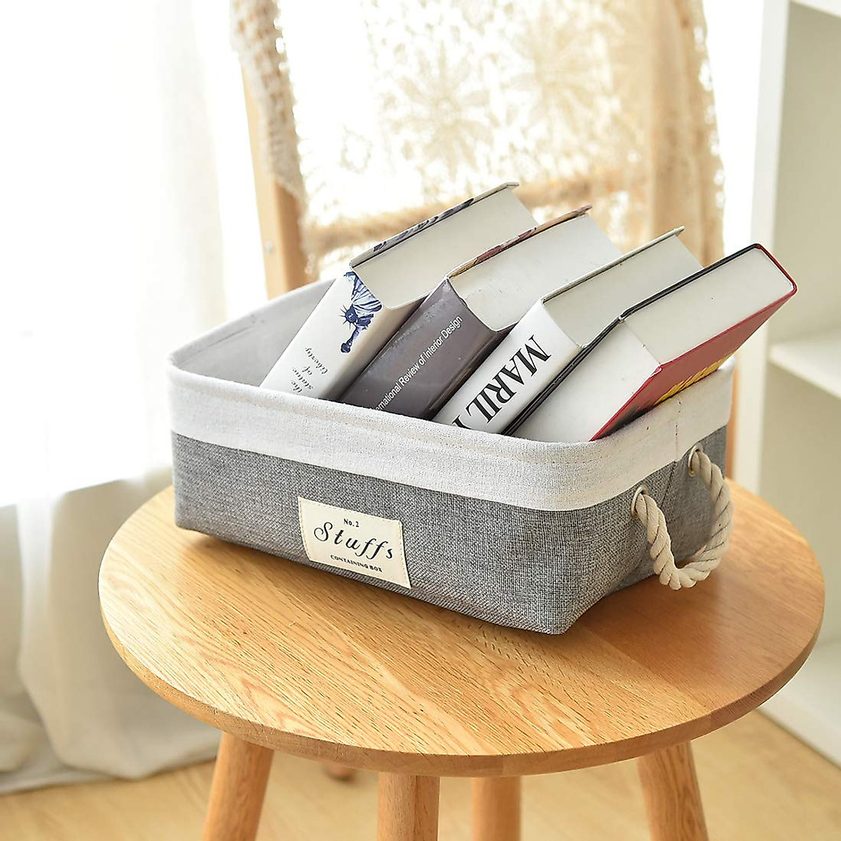 INough Dog Toy Box Gift Basket Pet Supplies Low Storage Basket for Dog Stuff Rectangle Dog Toys Bin Collapsible Small Basket for Closet, Baskets for Organizing Baby Kids (Rectangle)