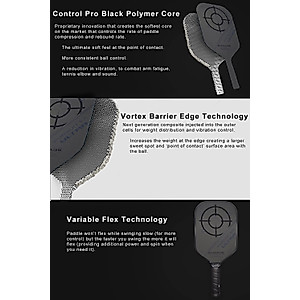 Engage Pickleball Pursuit Ultra MX - Carbon Fiber Elongated Shape Pickleball Paddle - RP2 Spin Texture - Long Handle - 1/2“ Powerful Black Core - USAP Approved - Lightweight