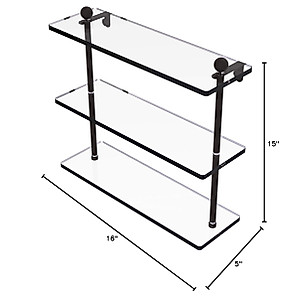 Allied Brass PR-5/16 16 Inch Triple Tiered Glass Shelf, Oil Rubbed Bronze