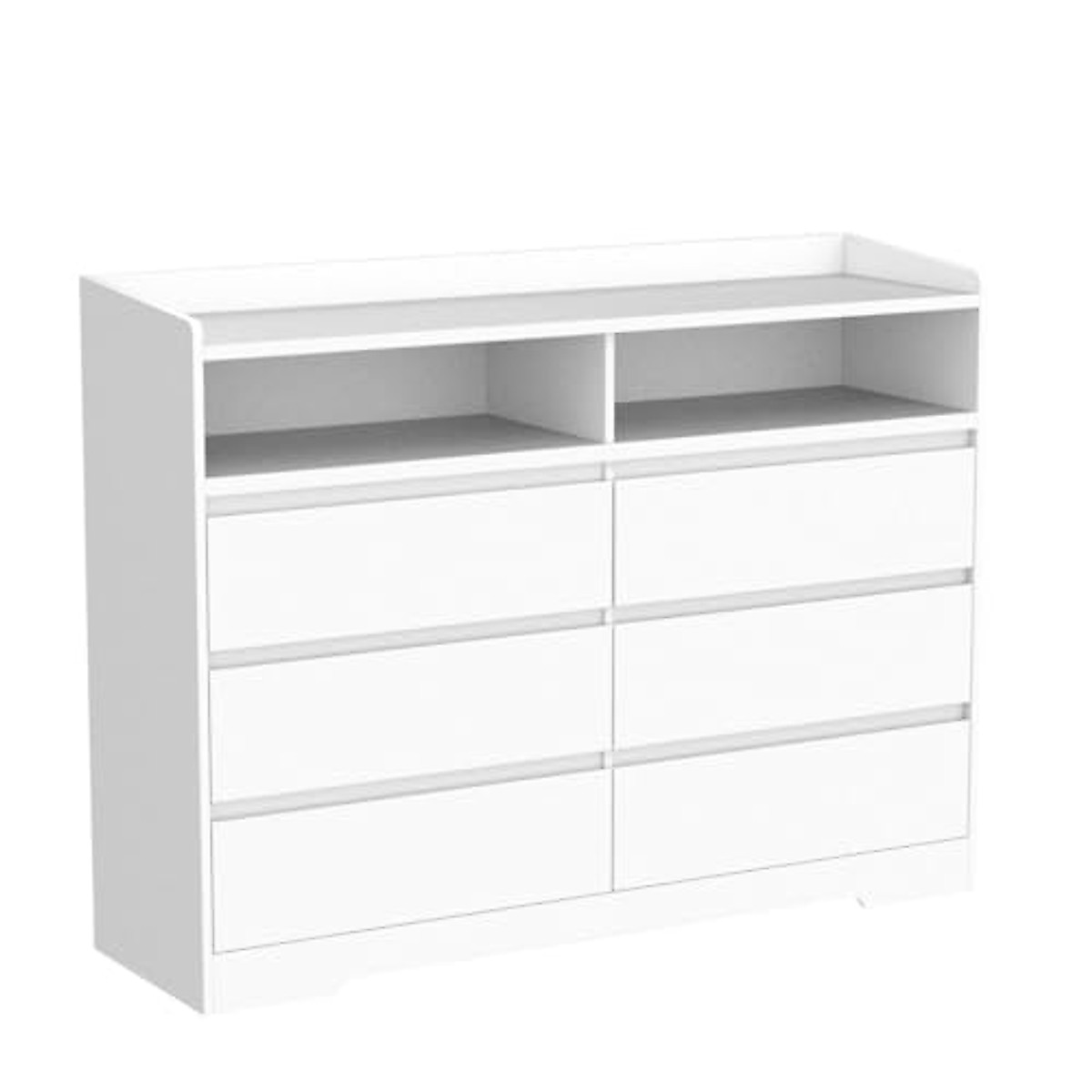 CIPACHO White Dresser for Bedroom,Modern 6 Drawer Dresser with LED Light and Open Shelf,Wide Storage Chest of Drawers,Bedroom Storage Furniture