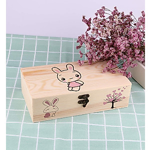 dedoot Unfinished Wooden Box with Hinged Lid 9.7x5.5x2.7 Inch Rectangle Keepsake Box Clasp Wood Box, Storage Box Wooden Gift Boxes for DIY Crafts, Home Deocration, Jewelry