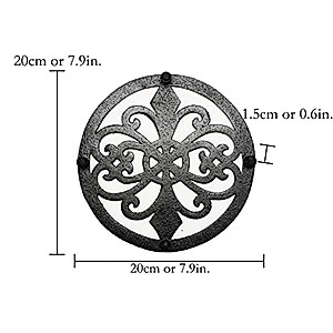 Sungmor Heavy Duty Cast Iron Round Metal Trivet,Rustproof Black Racks Stands Holders for Hot Pans or Teapot,Kitchen or Dinning Table Decorations
