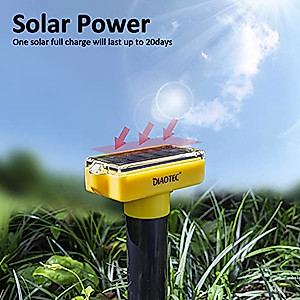 Diaotec Mole Repellents Solar Powered Groundhog Repellent Vole Repellent Outdoor Sonic Spike Pest Control to Keep Rodents Away from Your Lawn and Garden