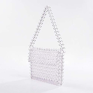YIFEI Women Transparent Beaded Acrylic Shoulderbag Evening Handmade Bags (Clear)
