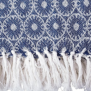 DII Rustic Farmhouse Throw Blanket with Decorative Tassels, Use for Chair, Couch, Bed, Picnic, Camping, Beach, & Just Staying Cozy at Home, 50x60, Nautical Blue