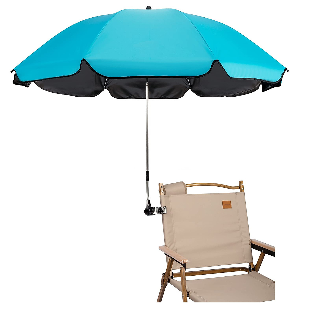 STARRY CITY Chair Umbrella with Universal Adjustable Clamp,46 inch Sun Shade,Clip on Parasol for Patio Chair Beach Chair Wheelchairs Golf Carts (L-Blue)