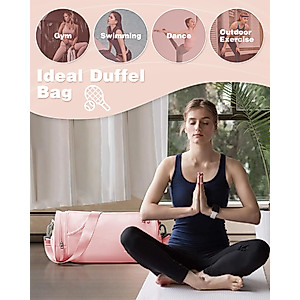 Small Gym Bag for Women,Waterproof Workout Bag Mini Duffle Bag Womens Spotrs Gym Bags Small Travel Duffel Bag with Wet Pocket Carry on Weekender Bags for Dance Swimming,Gym,Yoga,Fitness Pink