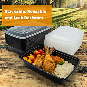 JUST PACK IT [50 Sets - 38 oz] Meal Prep Containers with Snap Tight Lids - Non-Spill Heavy Duty Food Storage Reusable Freezer Microwavable Dishwasher Safe Plastic Lunch Boxes