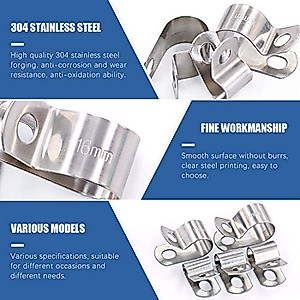 Cable Clamp Assortment Kit, Glarks 50Pcs 304 Stainless Steel 1/4'' 5/16'' 3/8'' 1/2'' 5/8'' Electrical Metal Clamp Set