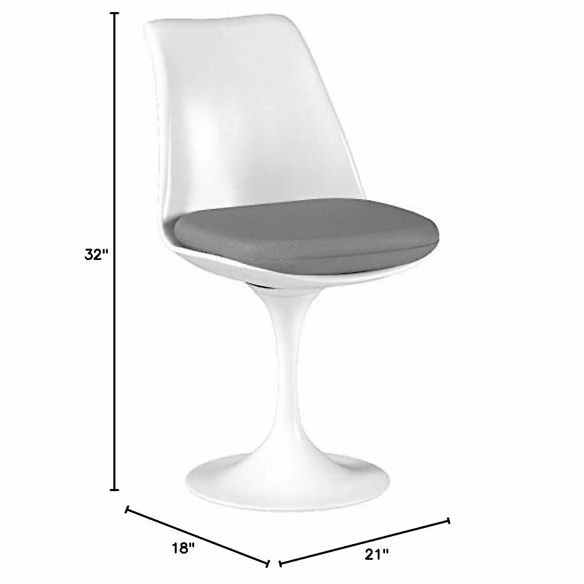 Modway Lippa Mid-Century Modern Upholstered Fabric Swivel Kitchen and Dining Room Chair in Gray