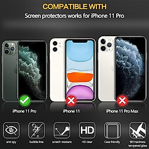 sorlnern [2+2 Pack] iPhone 11 Pro Privacy Screen Protectors with Camera Lens Protectors, Anti-Spy 9H Tempered Glass Film Screen Protectors for iPhone 11 Pro (5.8), Case Friendly, Bubble Free