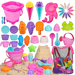TOY Life Beach Toys, Sand Toys, Sandbox Toys, Beach Toys for Toddlers 1-3, Beach Toys for Kids Ages 4-8, Sand Bucket, Baby Beach Toys, Sand Castle Building Kit, Beach Bucket, Summer Toys