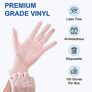 Schneider Clear Vinyl Exam Gloves, 4-mil, Medium 100-ct Box, Latex-Free, Disposable Gloves, Medical Gloves, Cleaning Gloves, Food Prep Gloves, Food Safe Rubber Gloves, Powder-Free, Non-Sterile