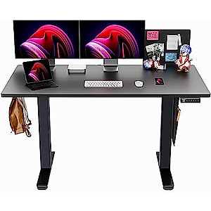 ErGear Electric Standing Desk Adjustable Height with Storage Bag,55 x 24 Inches Sit Stand up Desk, Memory Computer Home Office Desk with Cable Management Tray,DIY Bulletin Board (Black)
