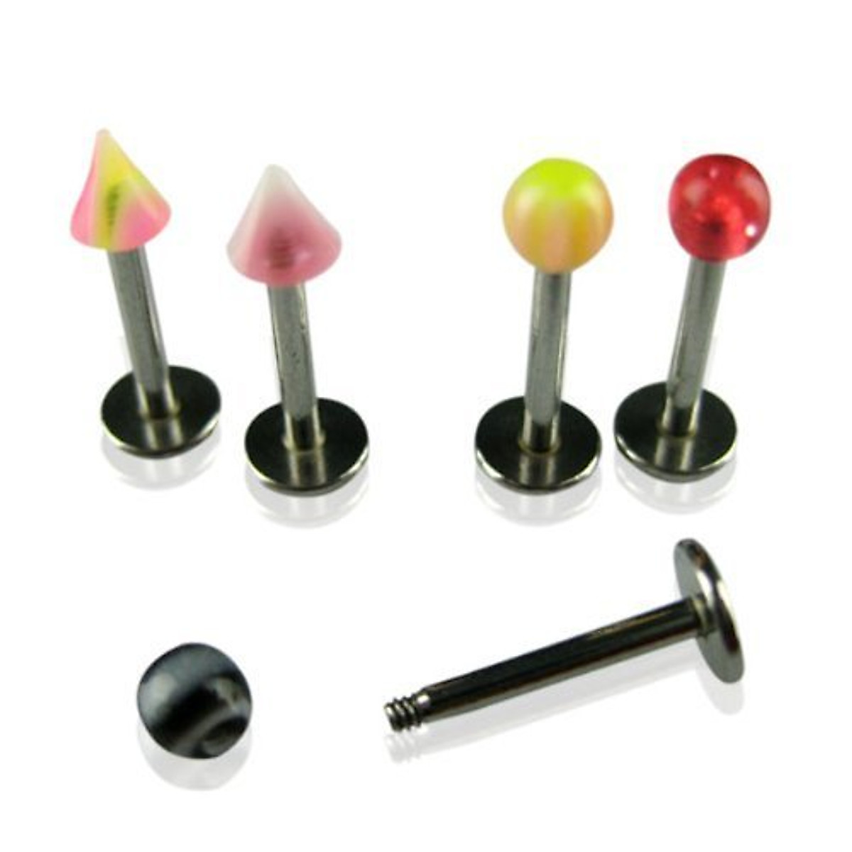 Oasis Plus 100PCS 16g 316L Surgical Steel Monroe Labret Ring Lip Chin Stud Tragus Earring Bar Body Piercing Kit