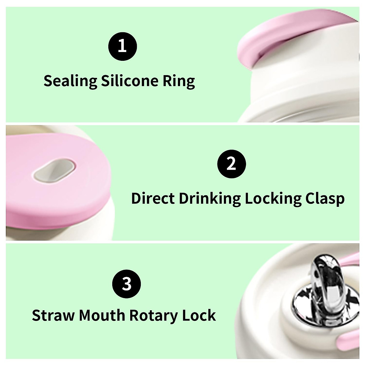 GOOM 18oz Spill Proof Tumbler with Lid and Straw, 18/10 Stainless Steel, 6-Layer Insulation, Insulated Tumbler Cups with Flip Lid and Straw Mouth Rotary Lock, Leak Proof Tumbler - White, Pink