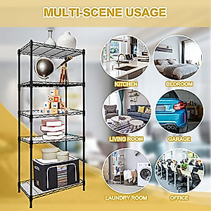 5-Tier Wire Shelving Unit and Storage, Shelves for Storage Height Adjustable Metal Wire Rack Shelving for Garage Kitchen Pantry Closet Laundry Bathroom Load 440LBS (21.5W x 11.5D x 59.5H inch)