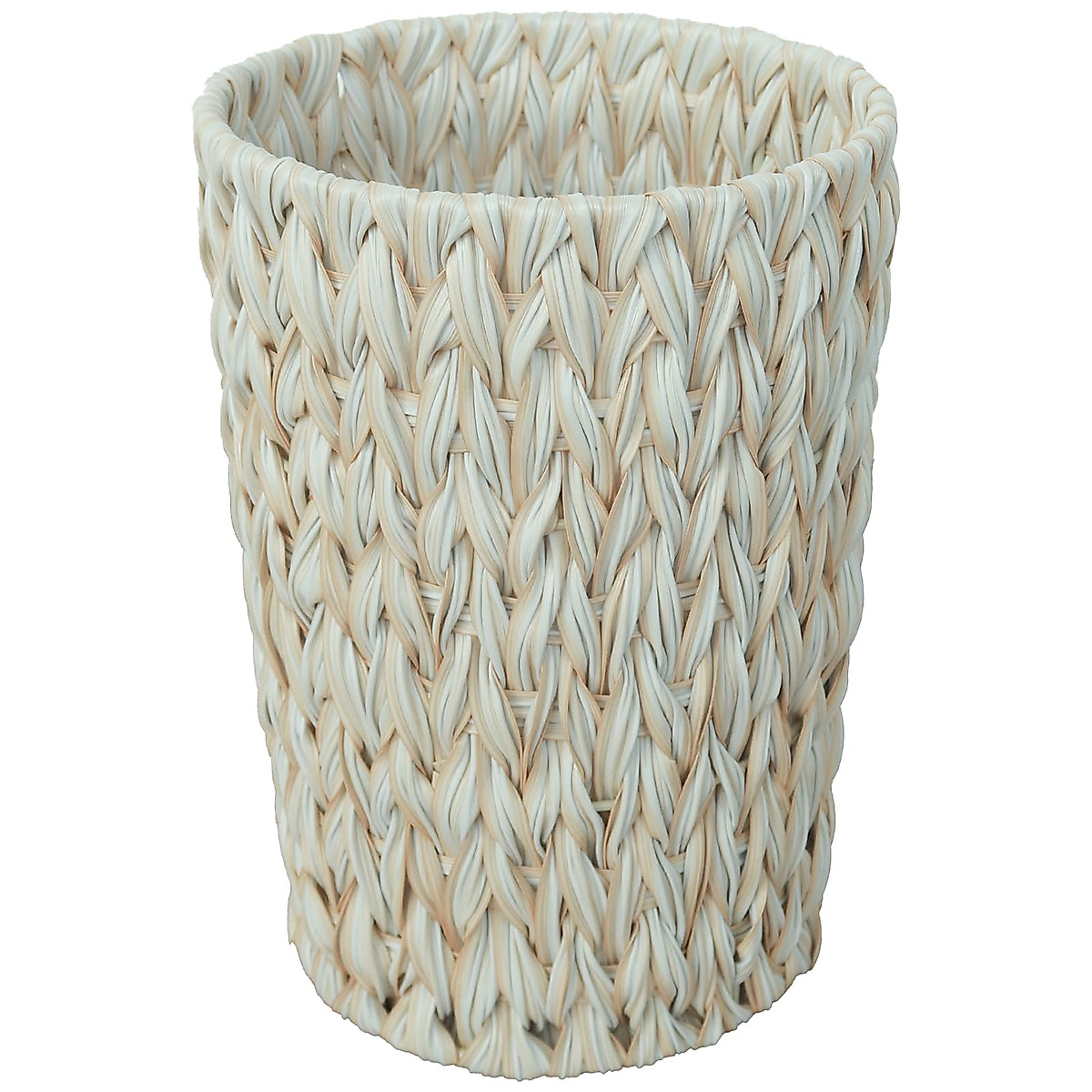Coeusy Wicker Trash Can,Bathroom Trash Can,Wicker Waste Basket for Bathroom,Decorative Boho Trash Can,Small Waste Basket for Bedroom,Office,Cream White 2 Gallon