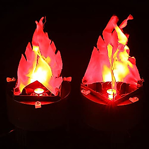 Macarrie 3 Pcs LED Fake Fire Flame Hanging Lamp Decoration 110v 3D Artificial Flickering Flame Campfire Realistic Flame Hanging Cauldron Light Decor for Halloween Christmas Party Festival Night Clubs