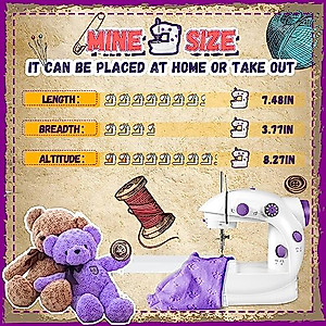 Portable Sewing Machine with Extension Table and Light,Mini Handheld Sewing Machine with Upgraded,Two Threads Double Speed Double Switches,Electric Sewing Machine Easy to Use for Kids,Beginners and DIY,White